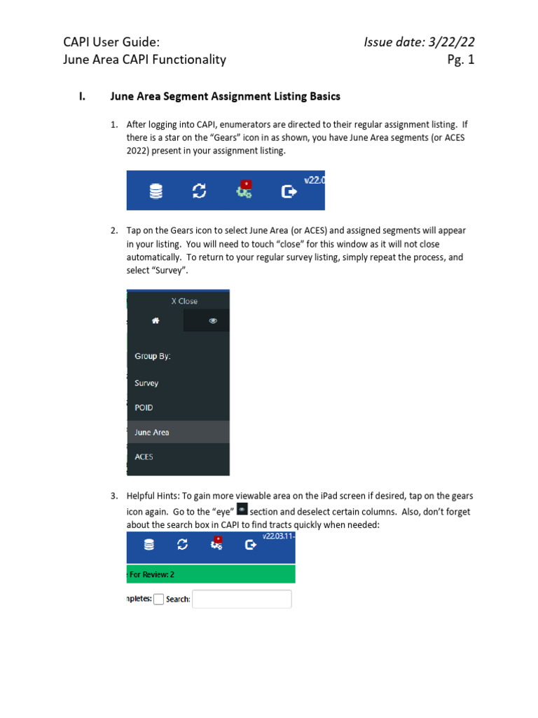 CAPI User Guide For June Area Surveys | PDF | Computing | Software