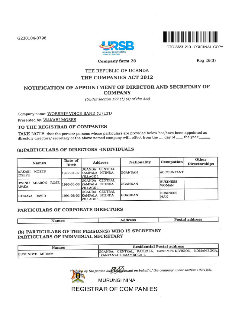 Certified-true-copyForm20-Notification of Appointment of Director and Secretary For WORSHIP ...