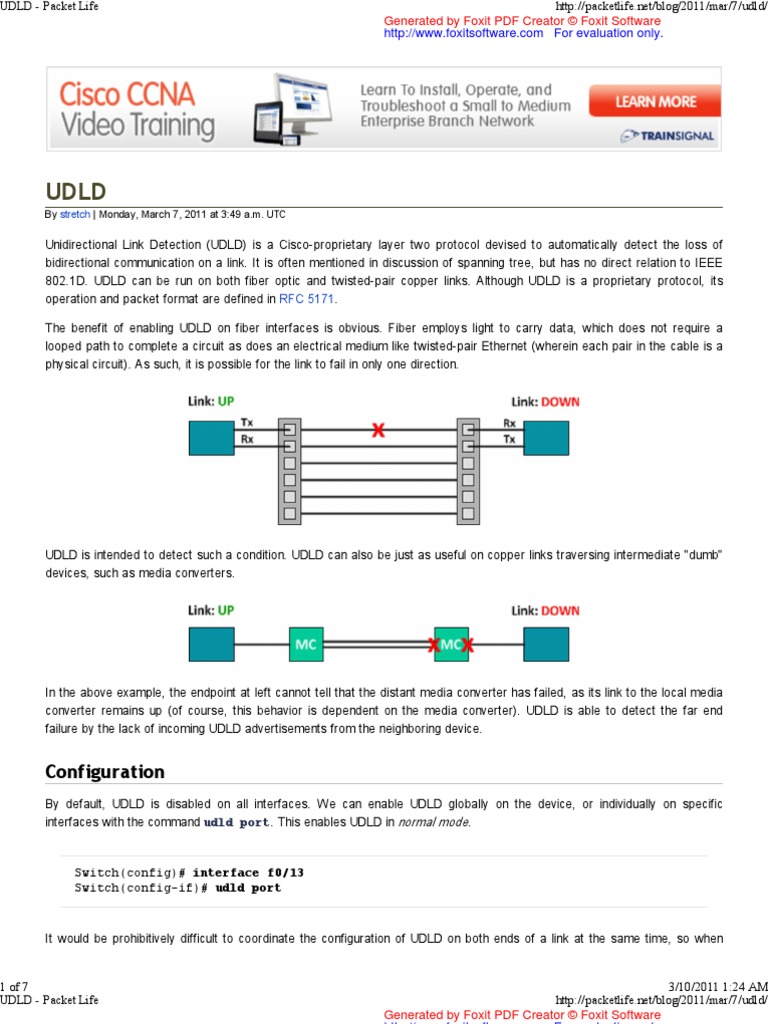 UDLD - Packet Life | PDF | Internet Protocols | Network Protocols