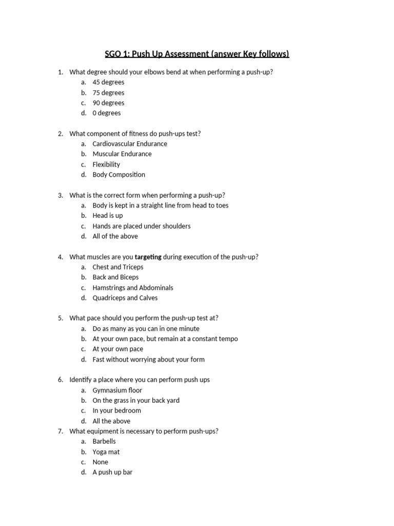 2022 SGO Push Up Cognitive Assessment | PDF | Musculoskeletal System ...