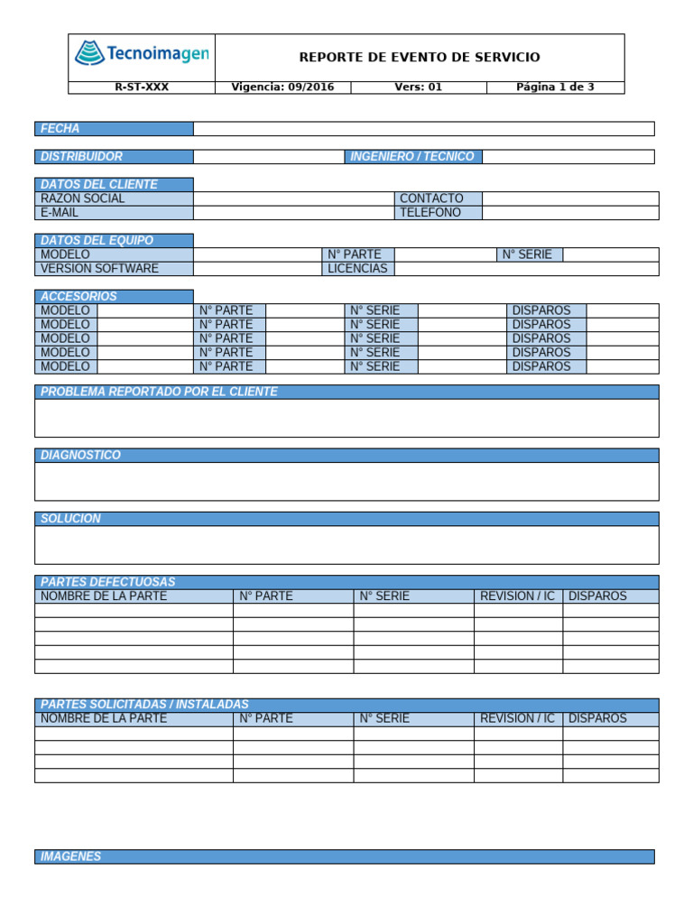 Reporte Evento de Servicio | PDF