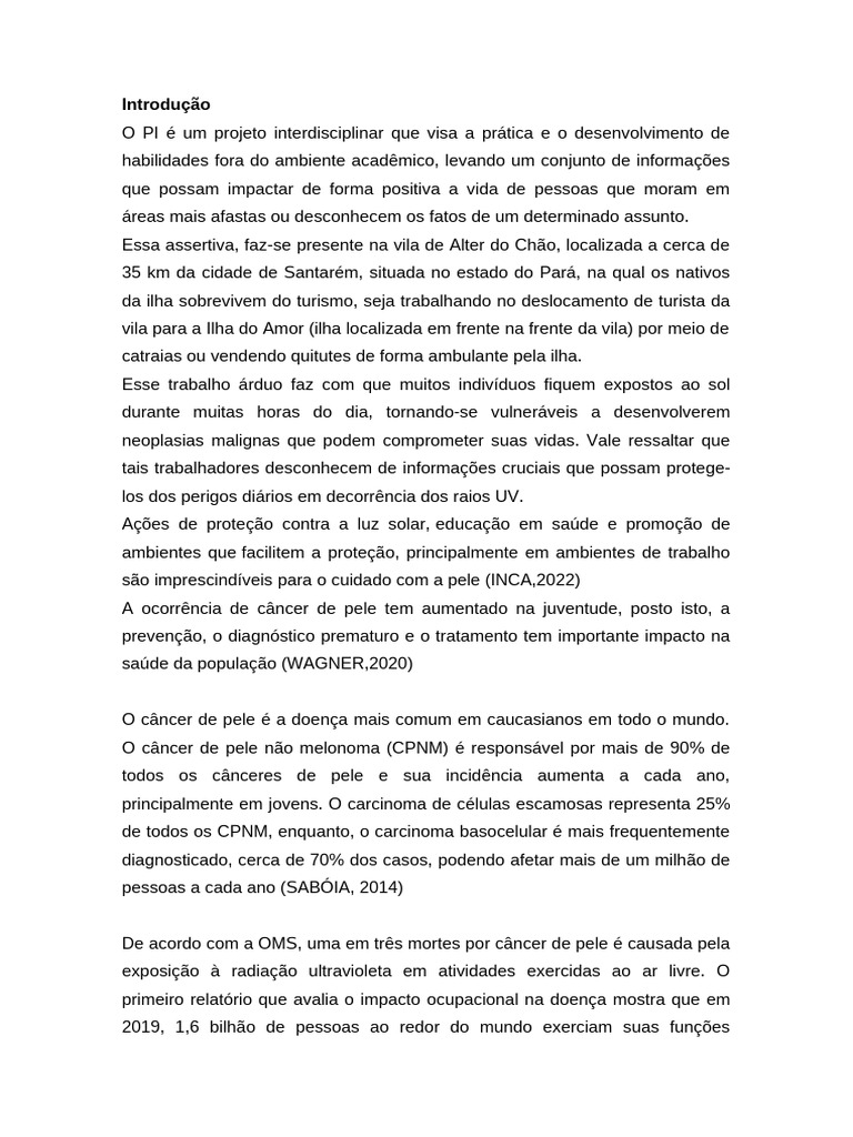 Projeto Interdisciplinar | PDF