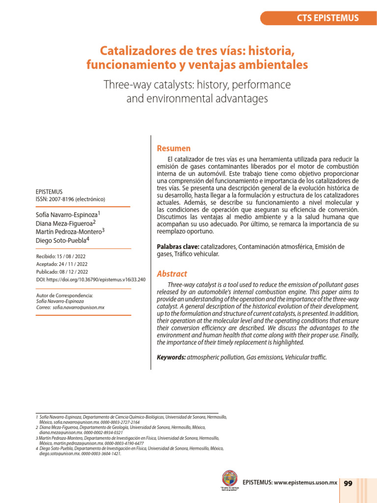 Catalizador de 3 Vías | PDF