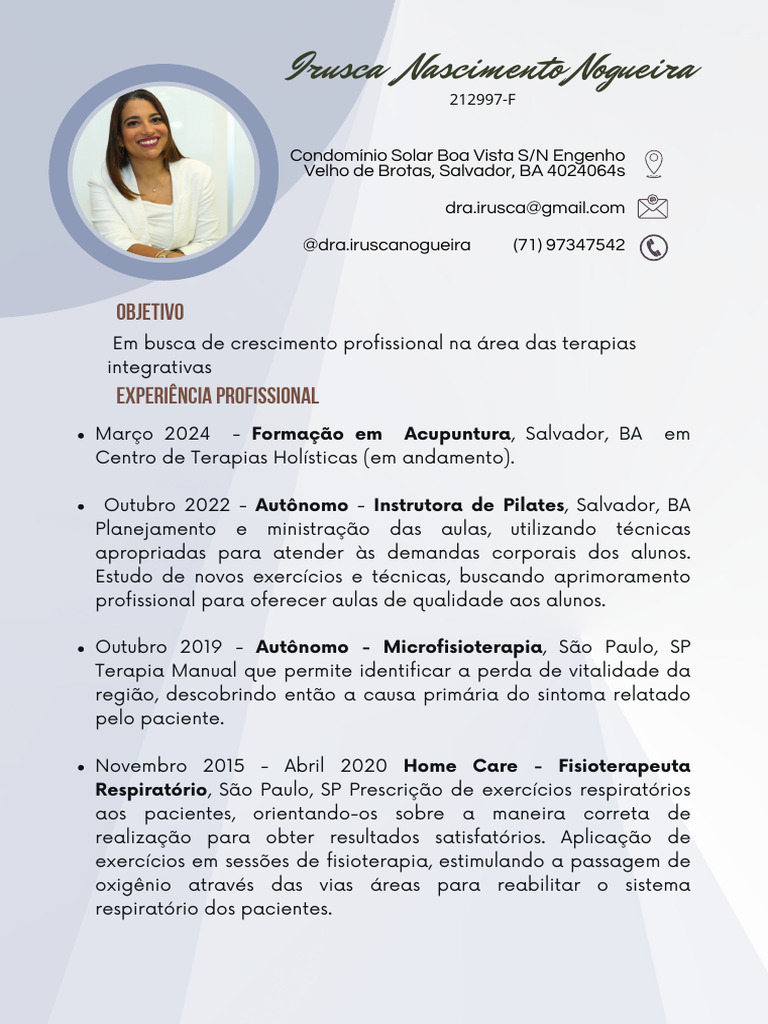 Curriculum Atualizado Irusca Nogueira | PDF