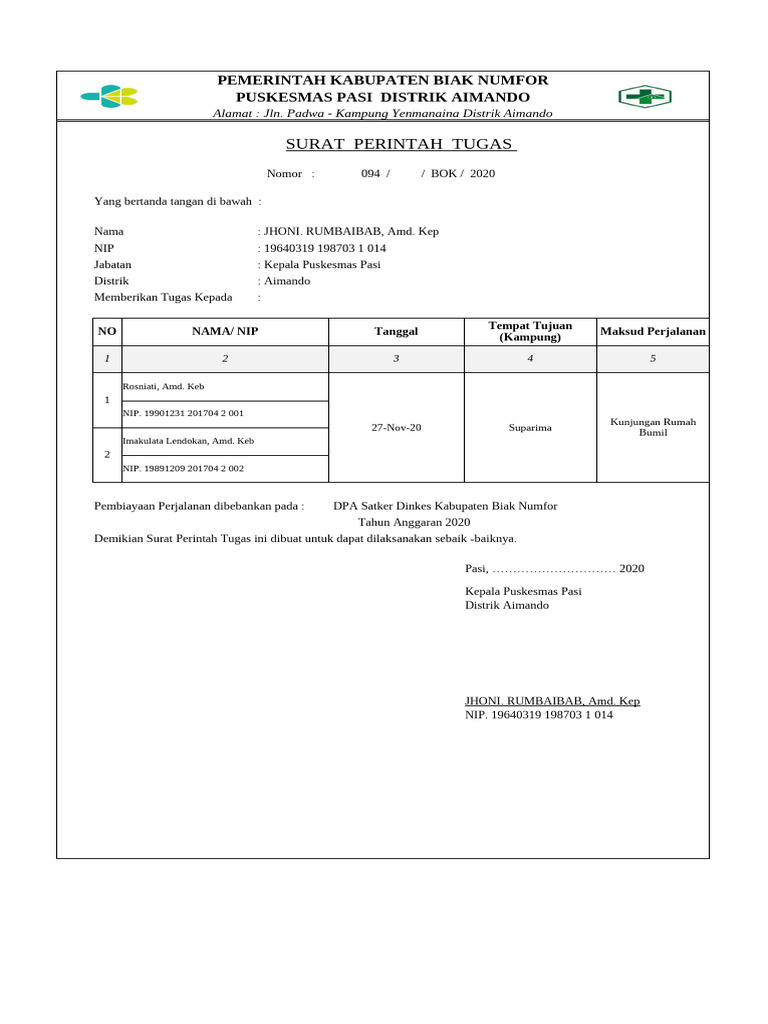 SPT Perubahan November 2020 | PDF