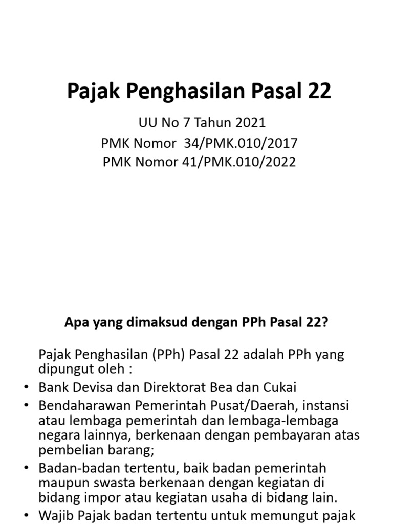PPH Pasal 22 | PDF