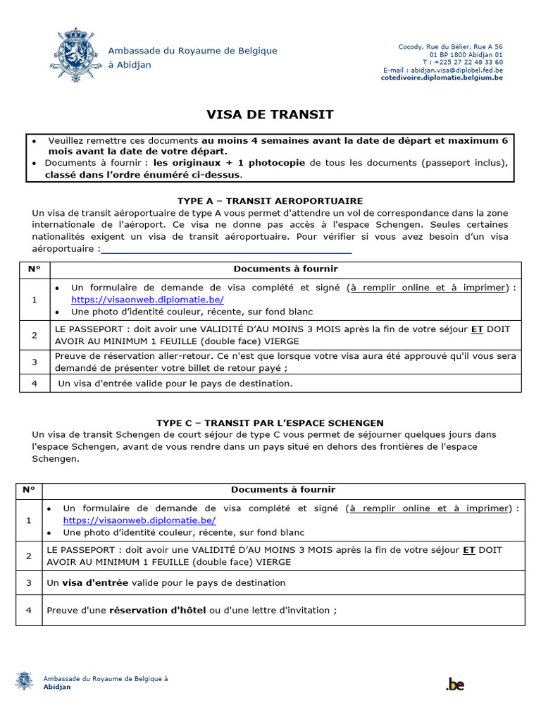 Transit Visa Checklist | PDF