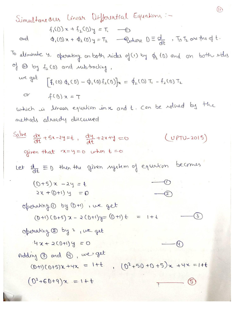 Simultaneous Differential Equation Pdf