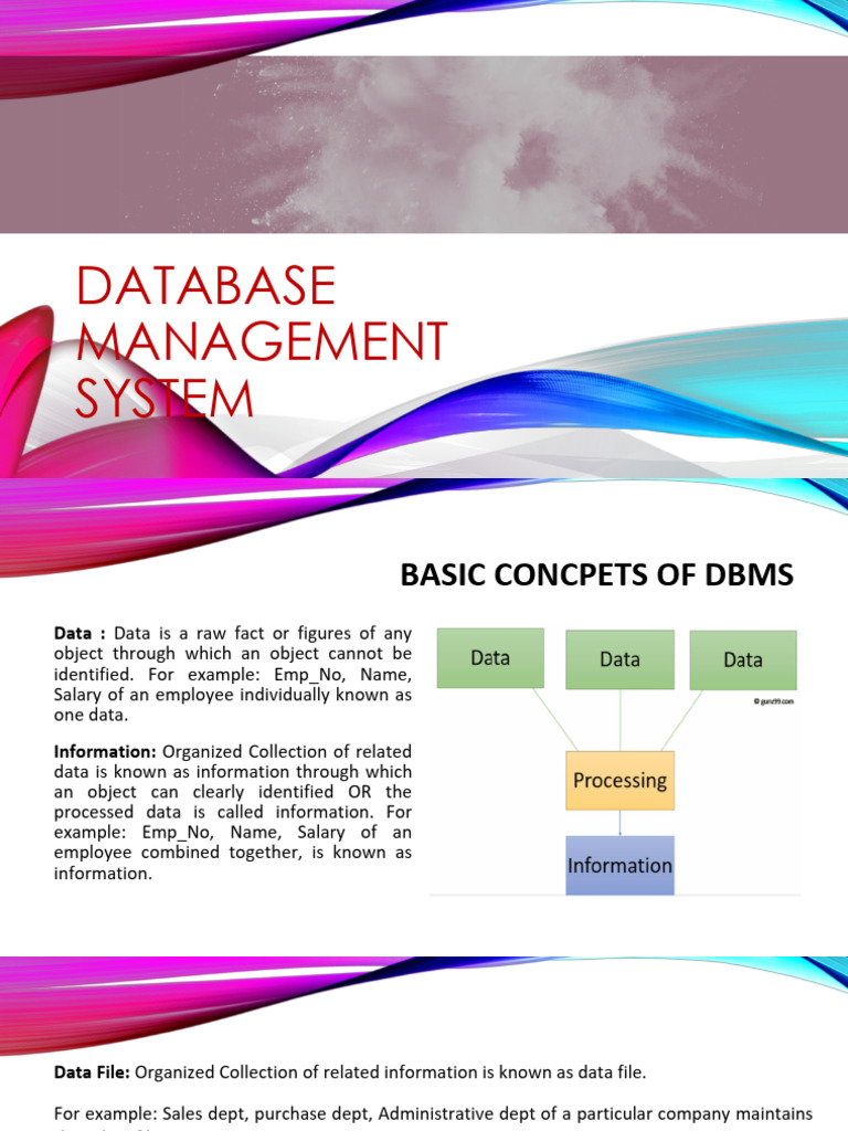 DBMS Notes 1 | PDF | Databases | Software DBMS Notes 1 | PDF | Databases | Software