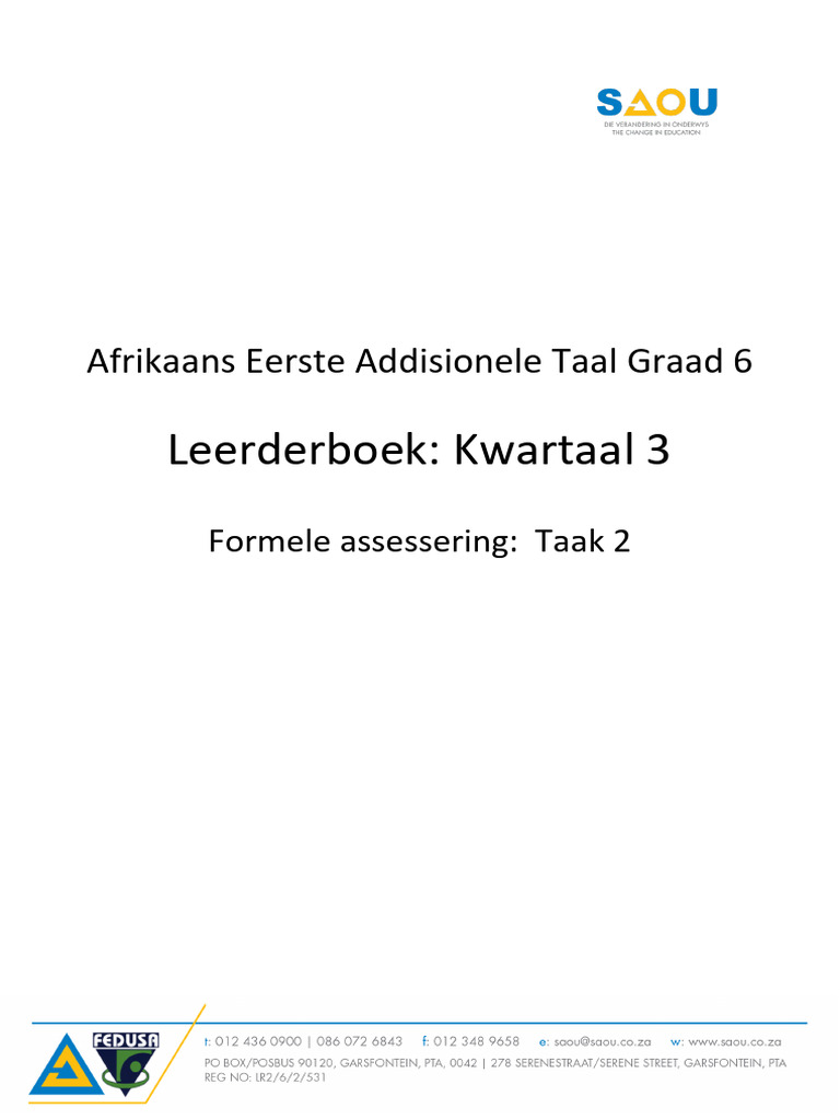 GR 6 Leerders Taak 2 Formeel | PDF