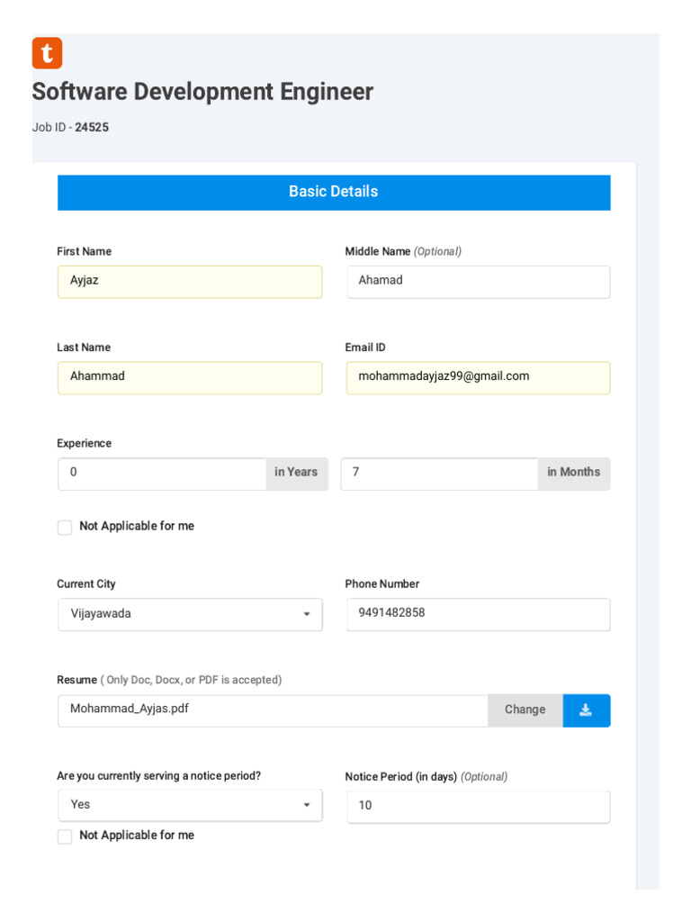 Apply For Software Development Engineer at Param - Ai | PDF