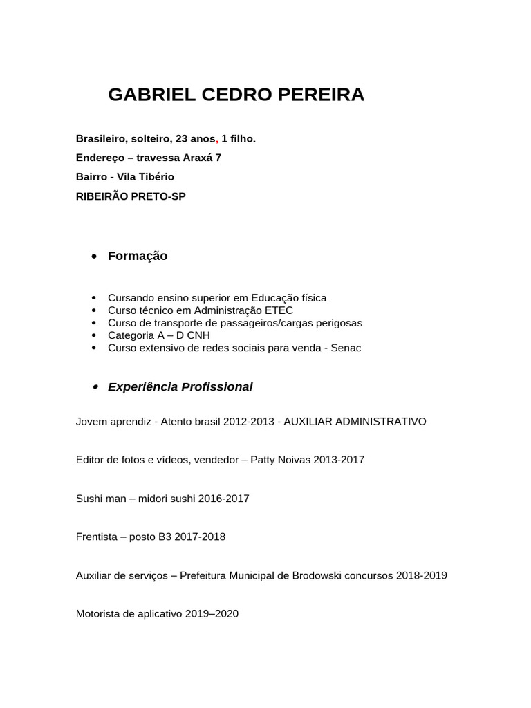 Curriculo Gabriel | PDF