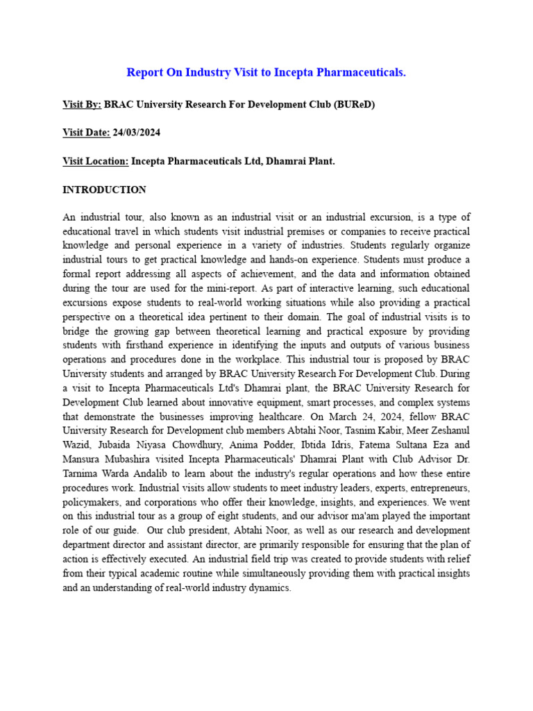 Incepta Report Writing | PDF