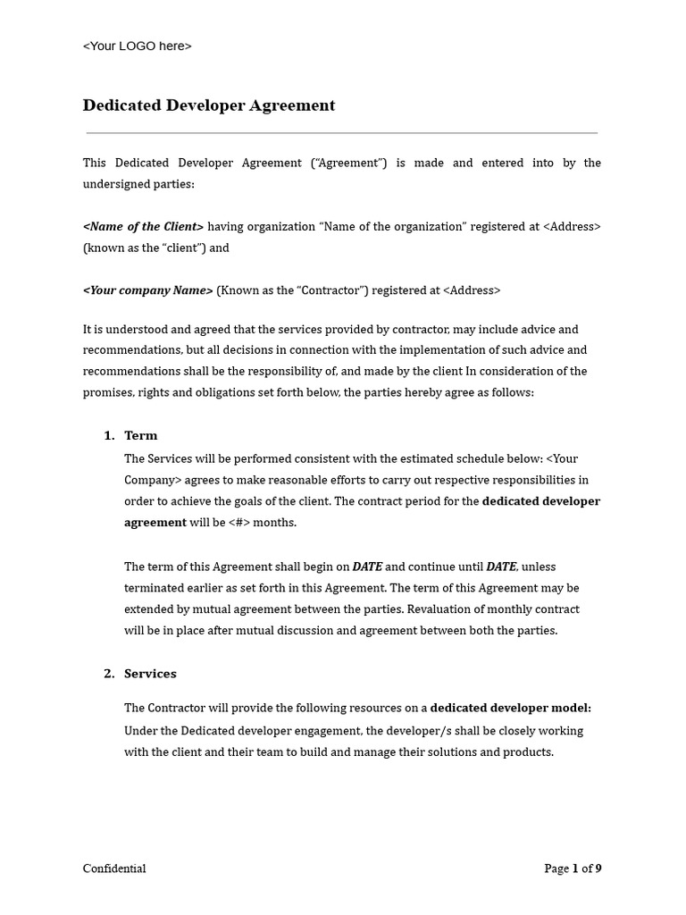 Dedicated Developer - Contract | PDF