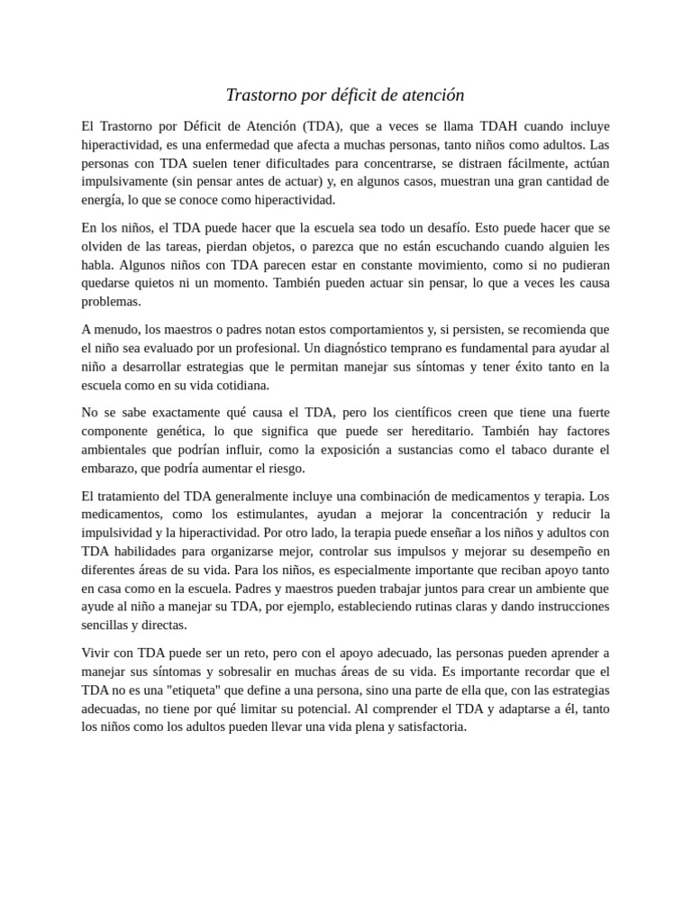 TDA Reporte de Lectura | PDF
