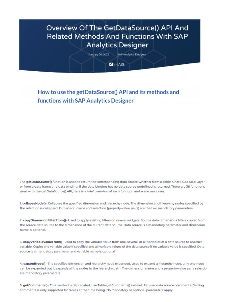 API Functions in Analytic Designer | PDF