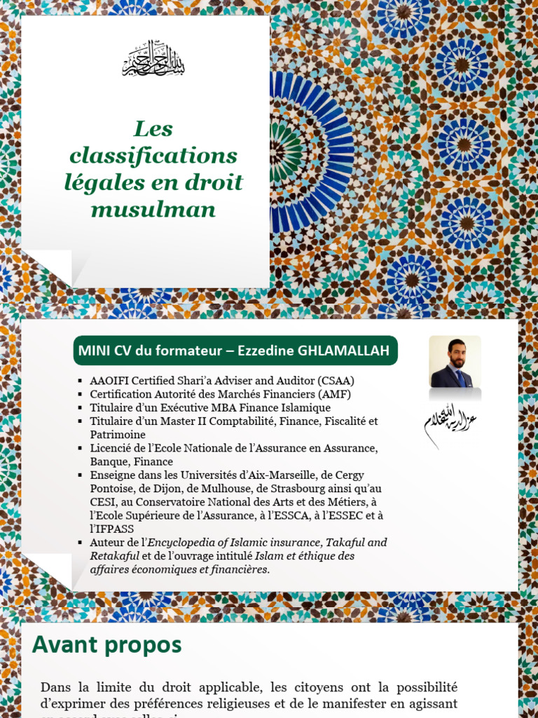 Les Classifications Légales en Droit Musulman | PDF