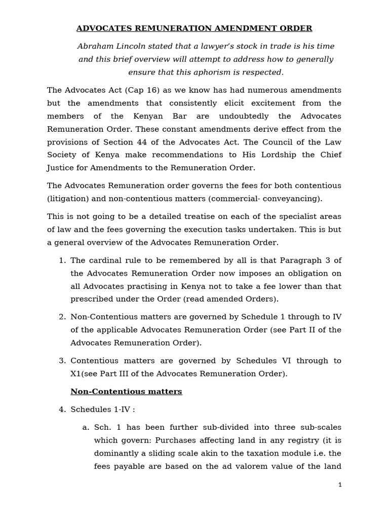 ADVOCATES REMUNERATION AMENDMENT ORDER Presentation | PDF