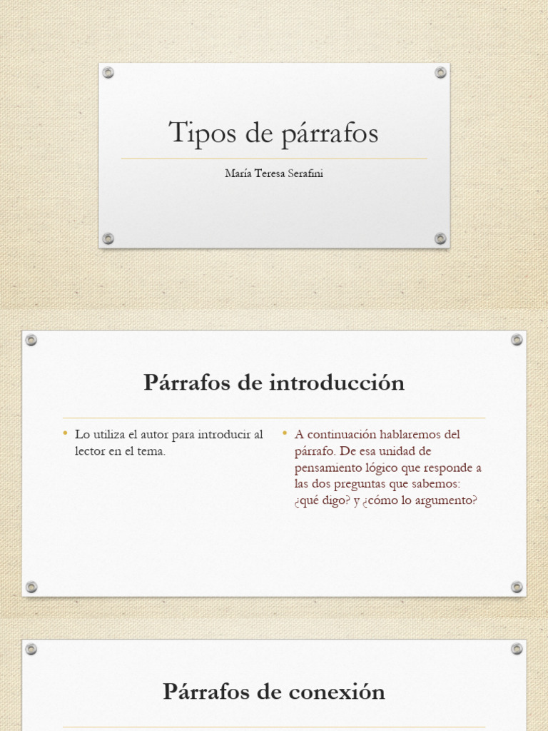 Tipos de Parrafos Serafini. | PDF