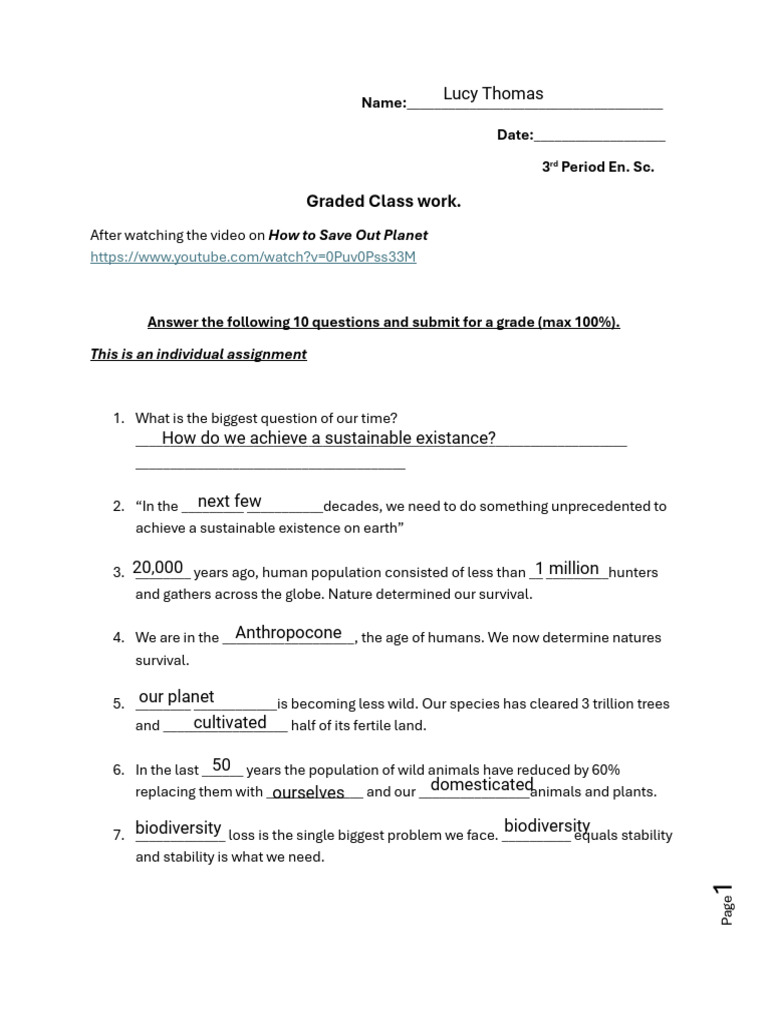 Kami Export - Friday Graded Class Work | PDF
