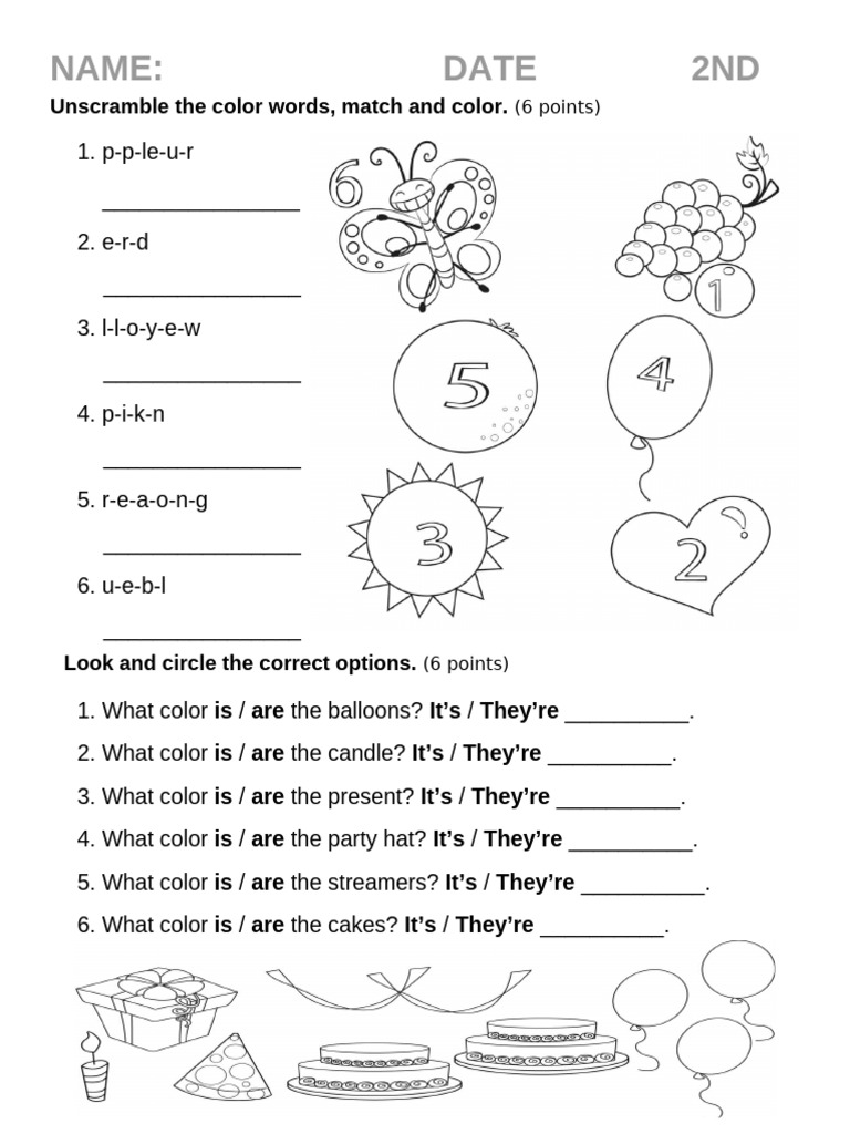 Unscramble Color Words Activity | PDF | Teaching Methods & Materials
