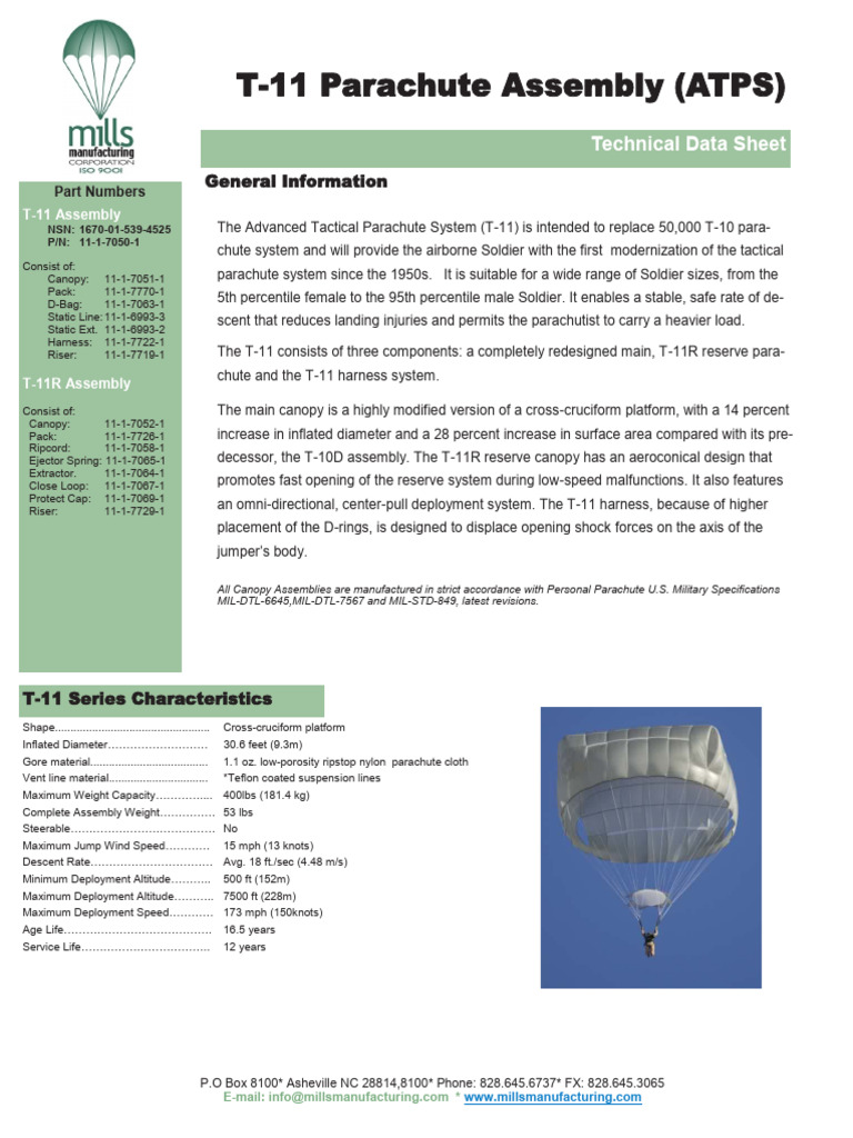 T-11 Parachute System Overview | PDF | Parachute | Technology & Engineering