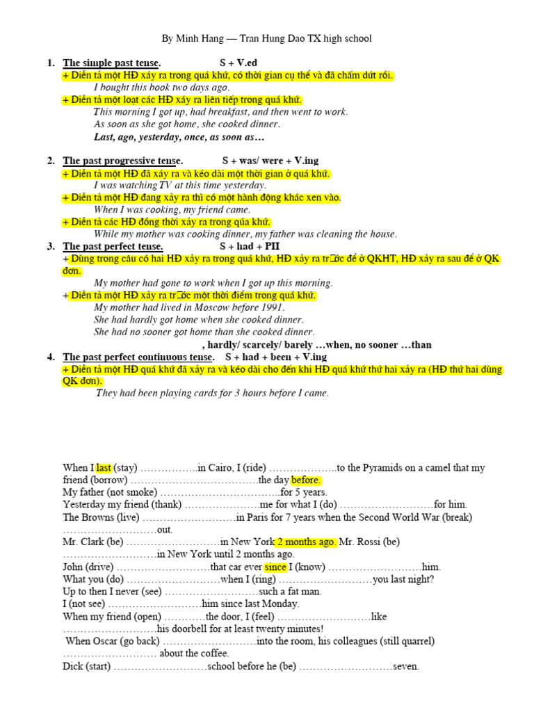 Past Tenses | PDF