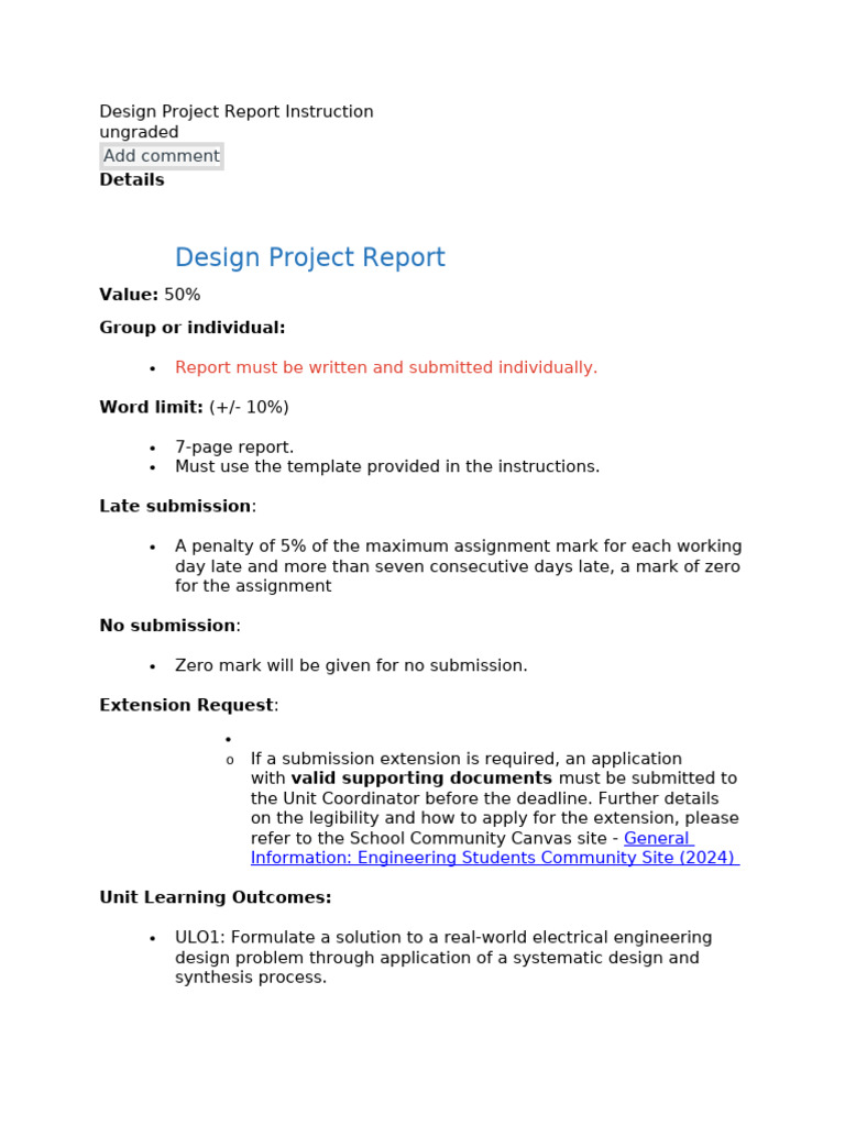 Design Project Report Instruction | PDF