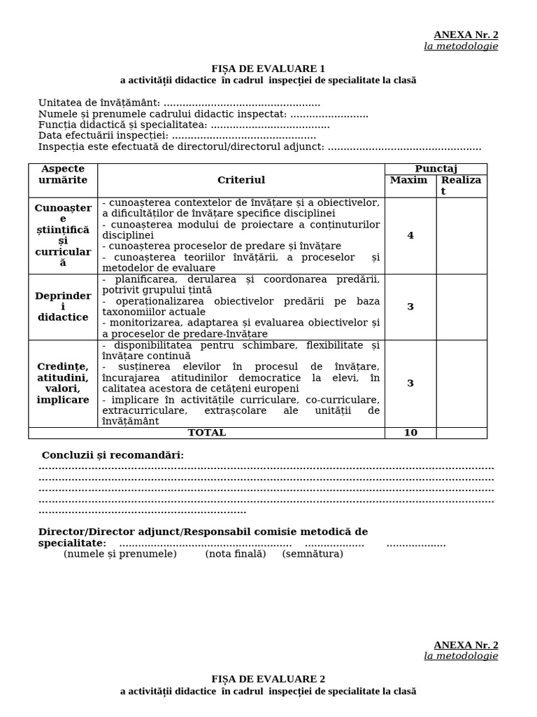 DEFINITIVAT ANEXE Inspectii-1-2 | PDF