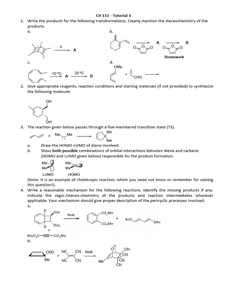 CH 111 - Tutorial 3-2024 - 10-09-2024 | PDF