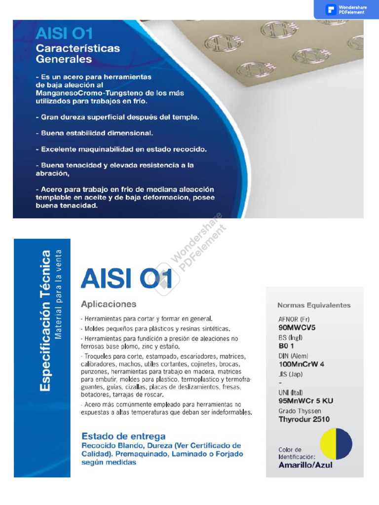 Ficha Tecnica Aisi O1 | PDF