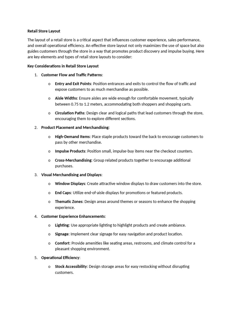 Retail Store Layout Notes | PDF