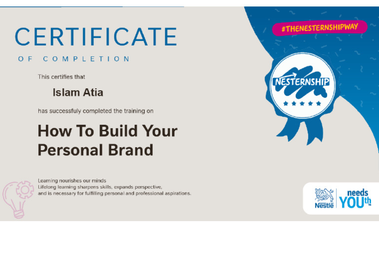 Nestle Personal Branding Certificate | PDF
