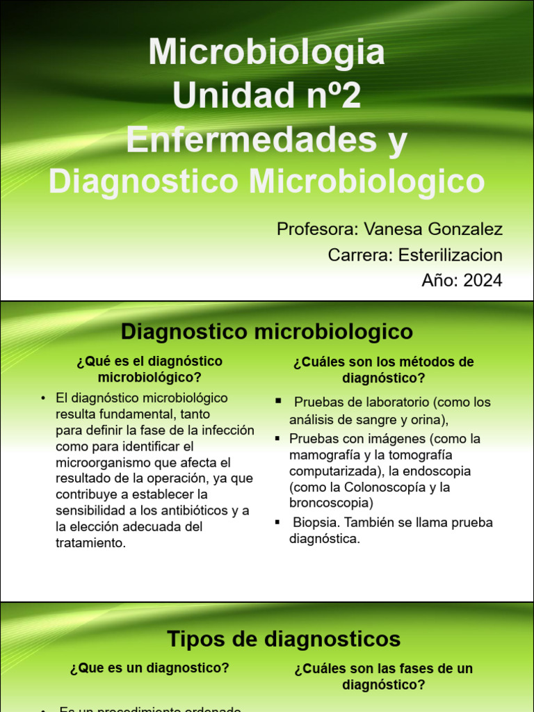 Micro Unidad 2 Diagnosticos | PDF | Infección | Medicina CLINICA