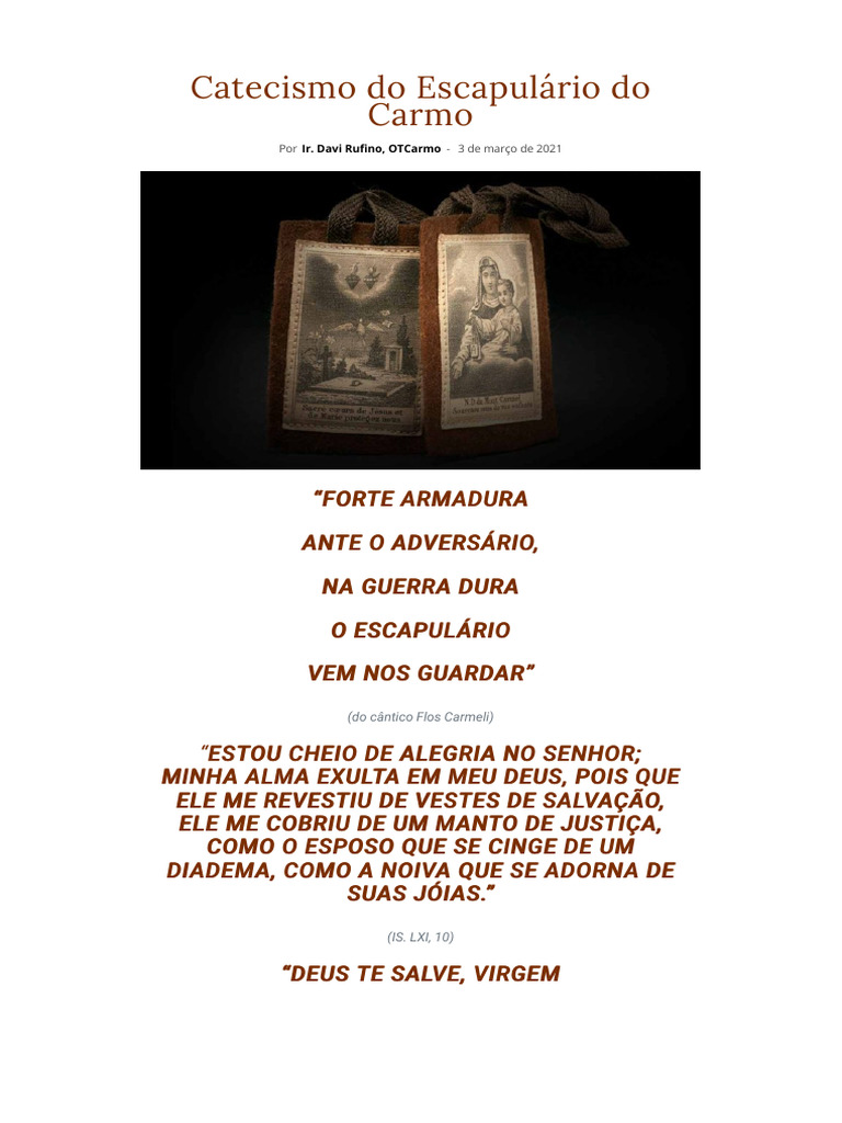Catecismo Do Escapulário Do Carmo - Ordem Terceira Do Carmo | PDF