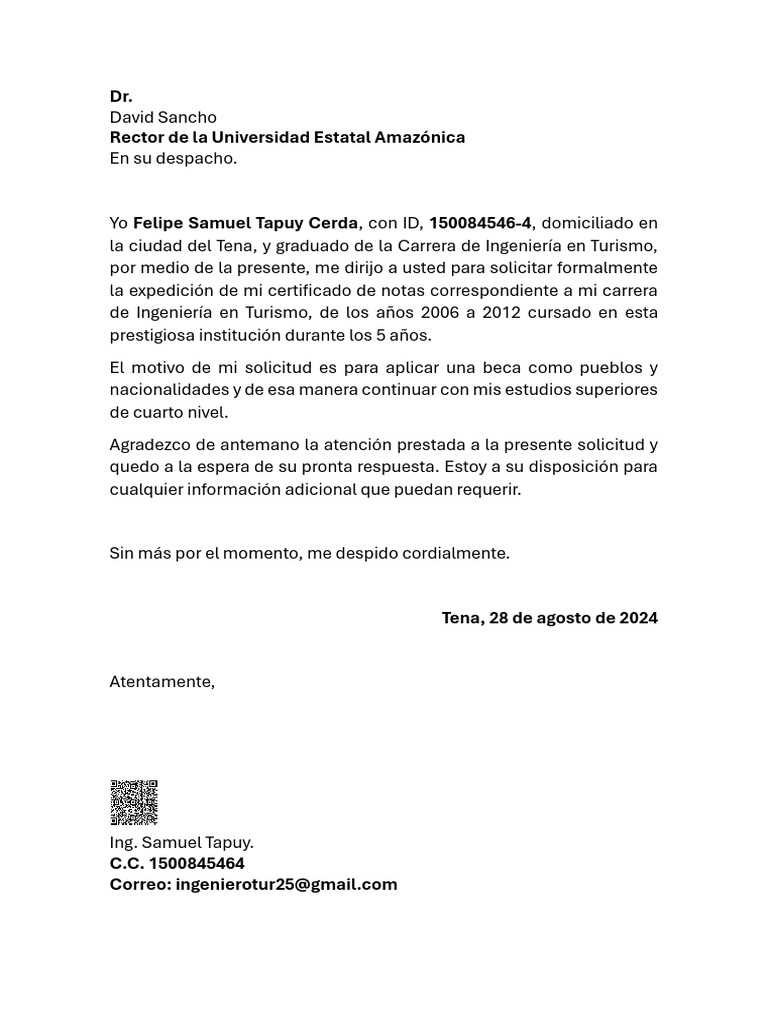 Oficio Solicitud de Notas-Signed | PDF