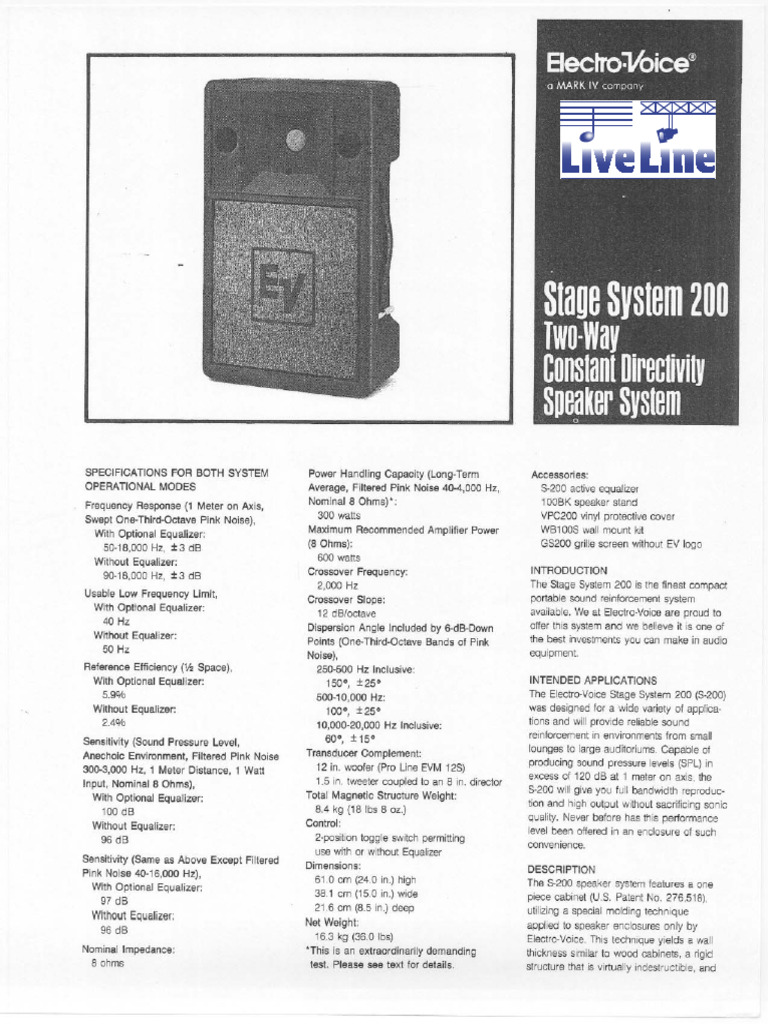 Electro Voice Stage 200 System | PDF