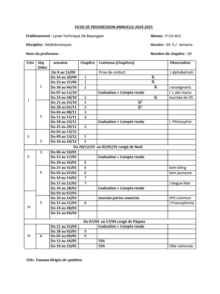 Fiche de Progression Annuelle Première STT | PDF