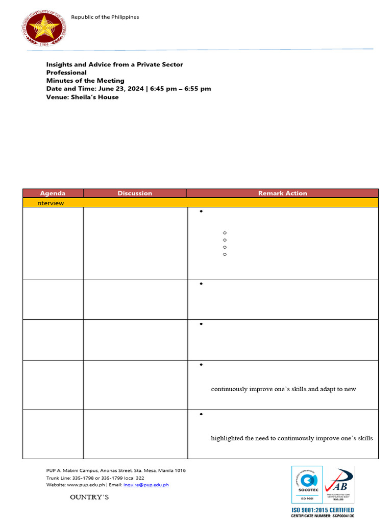 Private Sector MOM and Documentation | PDF