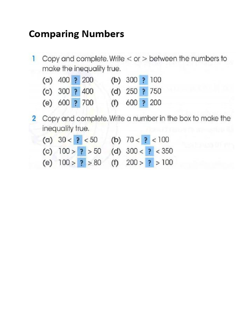Comparing Numbers | PDF