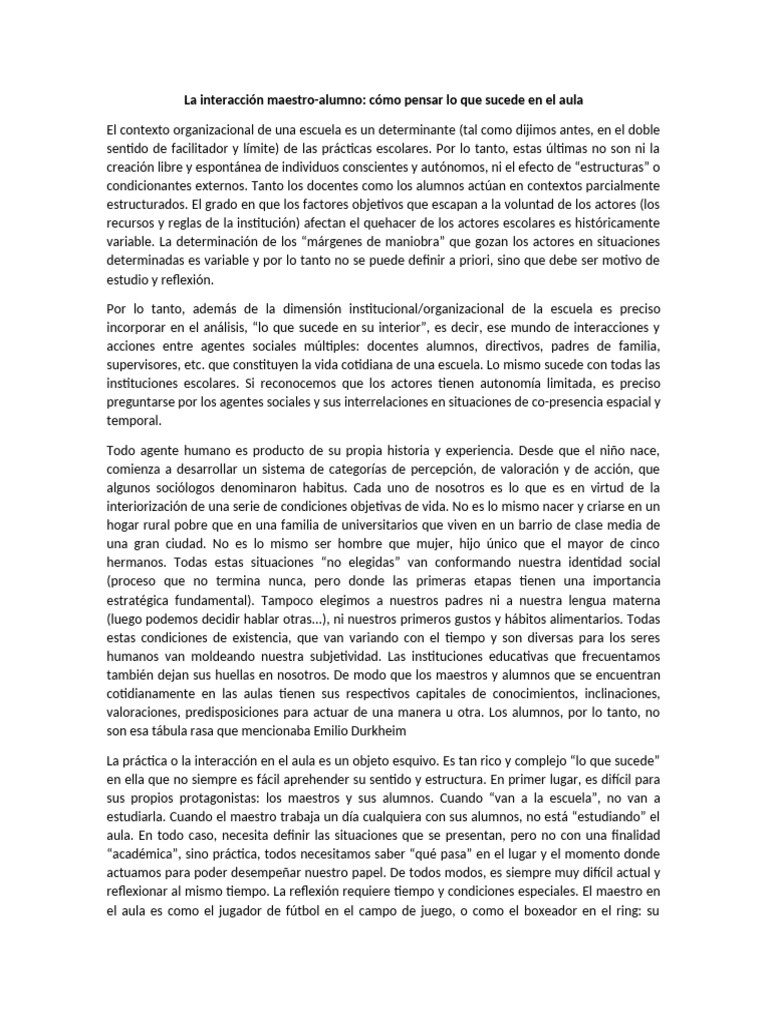 La Interacción Maestro | PDF