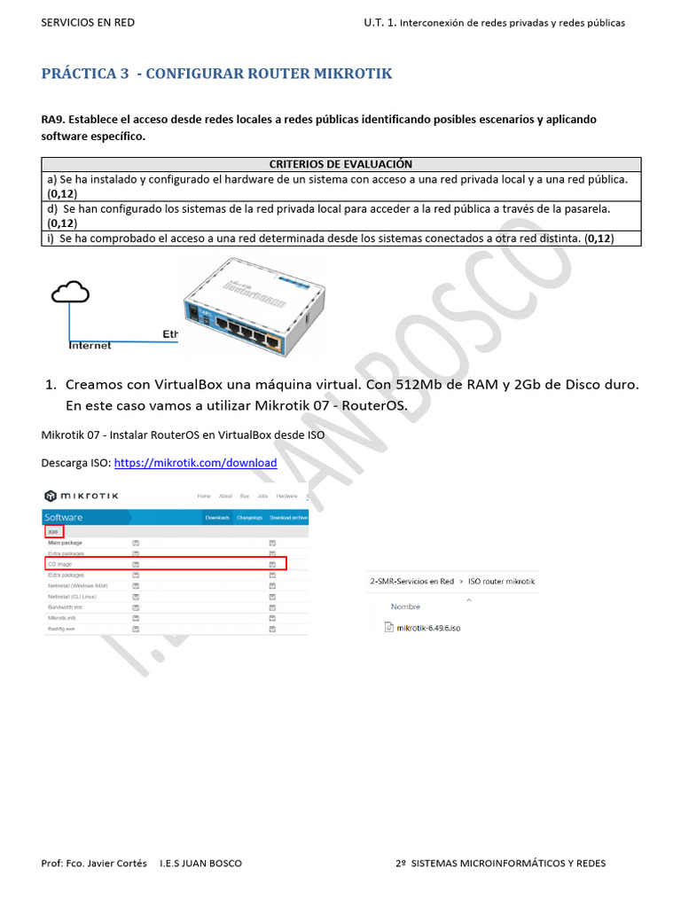3-UT1-Practica 3 - Router Mikrotik | PDF