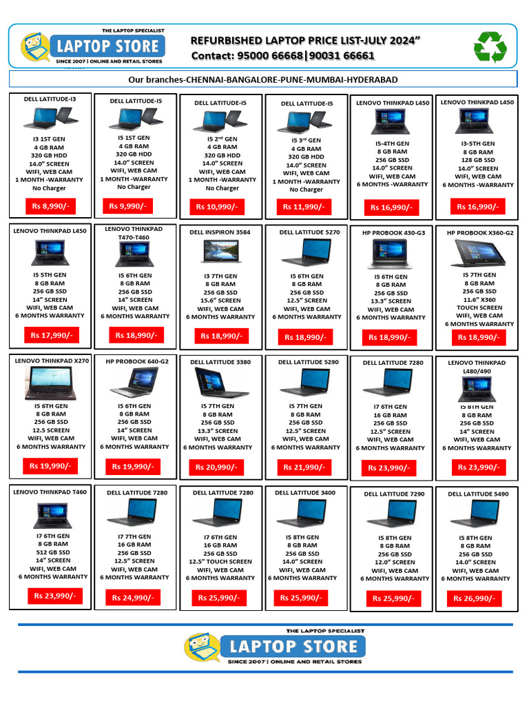 Refurbished Laptop Price List - July 2024 | PDF