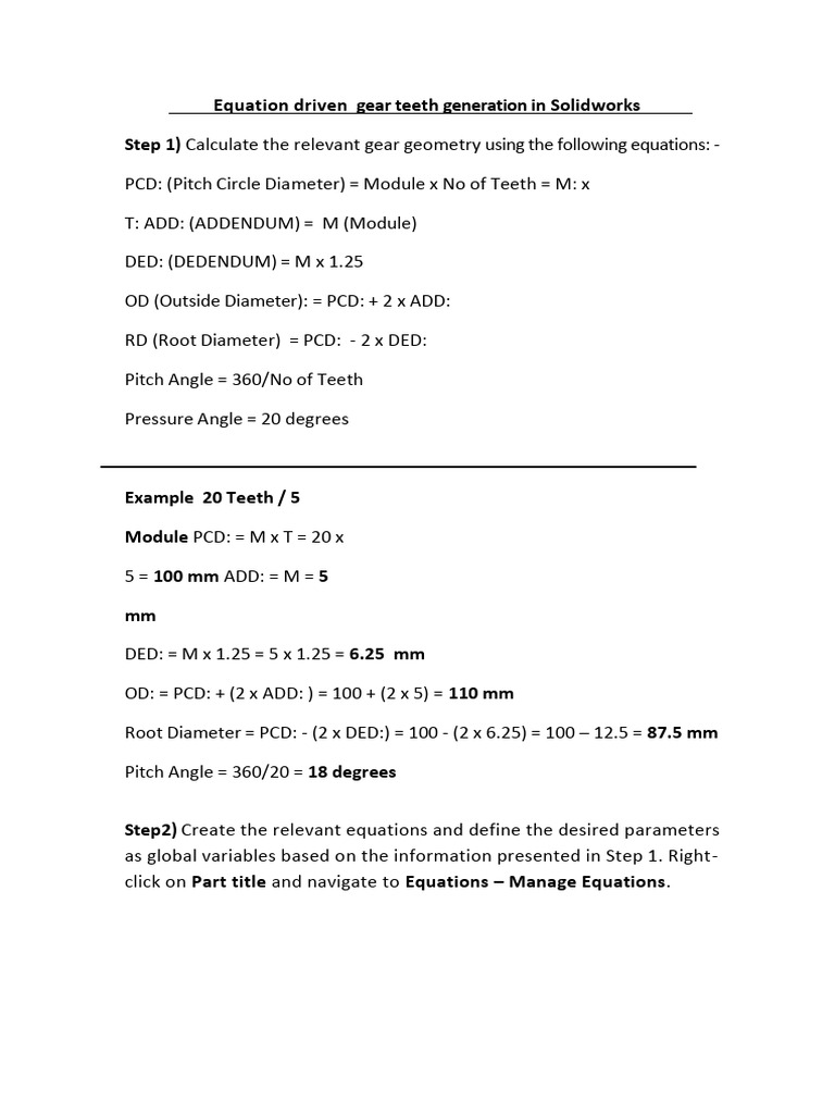 Tutorial - Equation Driven Gear Tooth Generation | PDF