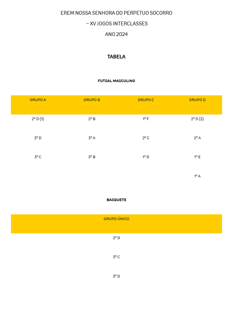 TABELA JOGOS INTERCLASSES 2024.docx - 20240929 - 222249 - 0000 | PDF