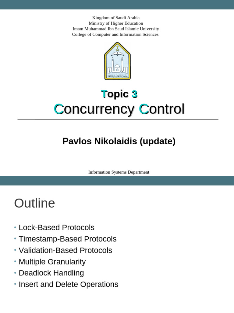 Topic 3 Concurrency Control Updated Pdf