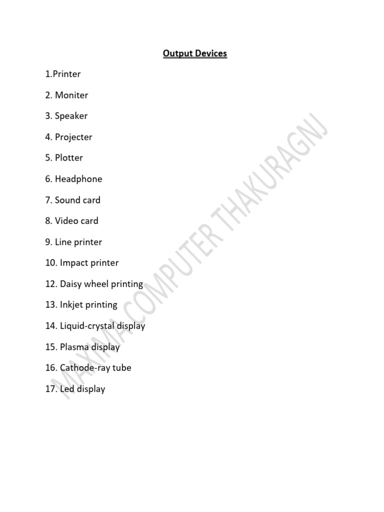 Outout & Input Devices | PDF