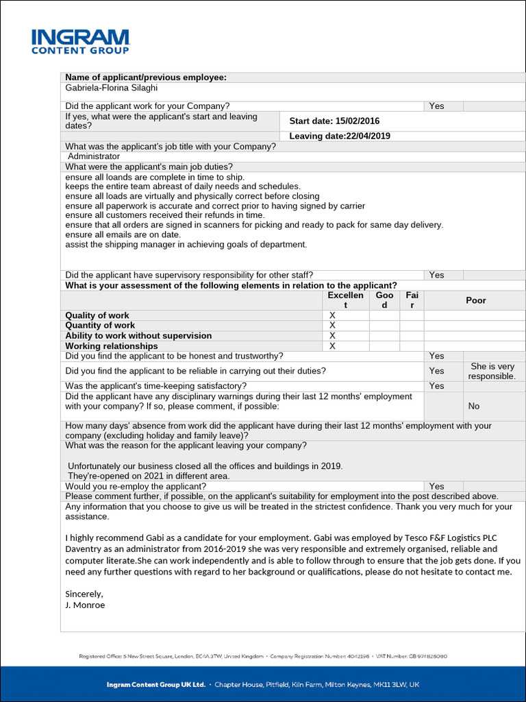 Reference Request Form 2022 | PDF
