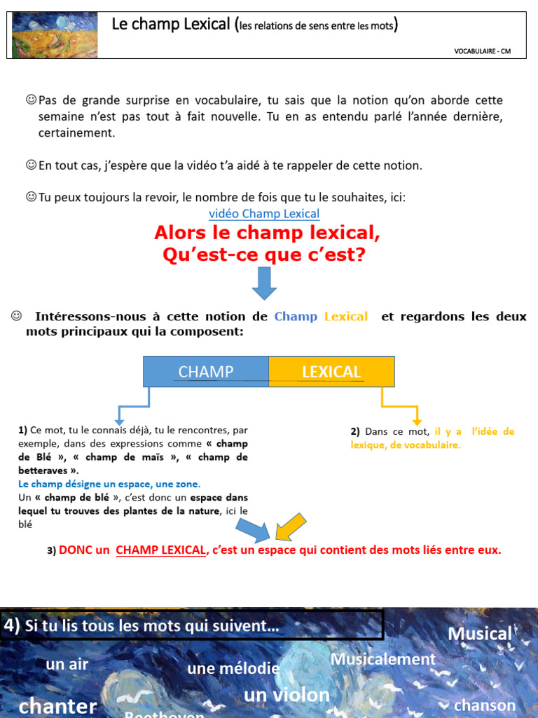 Vocab - Le Champ Lexical - Leçon | PDF