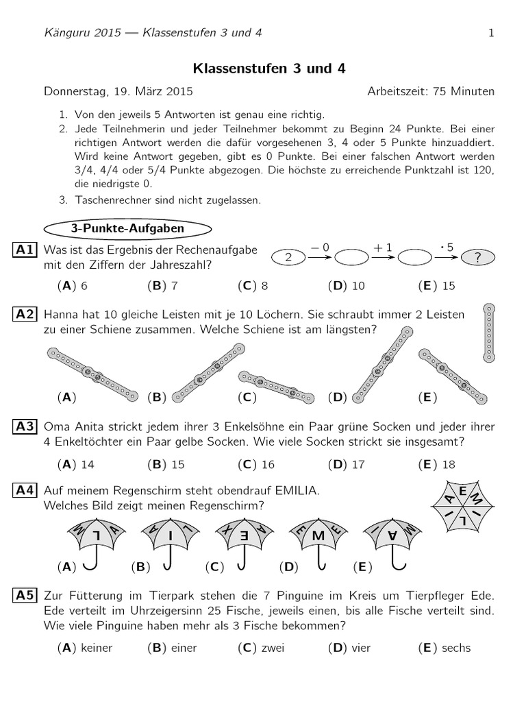 15 - 34 - Kaenguru Mathetest 2015 | PDF